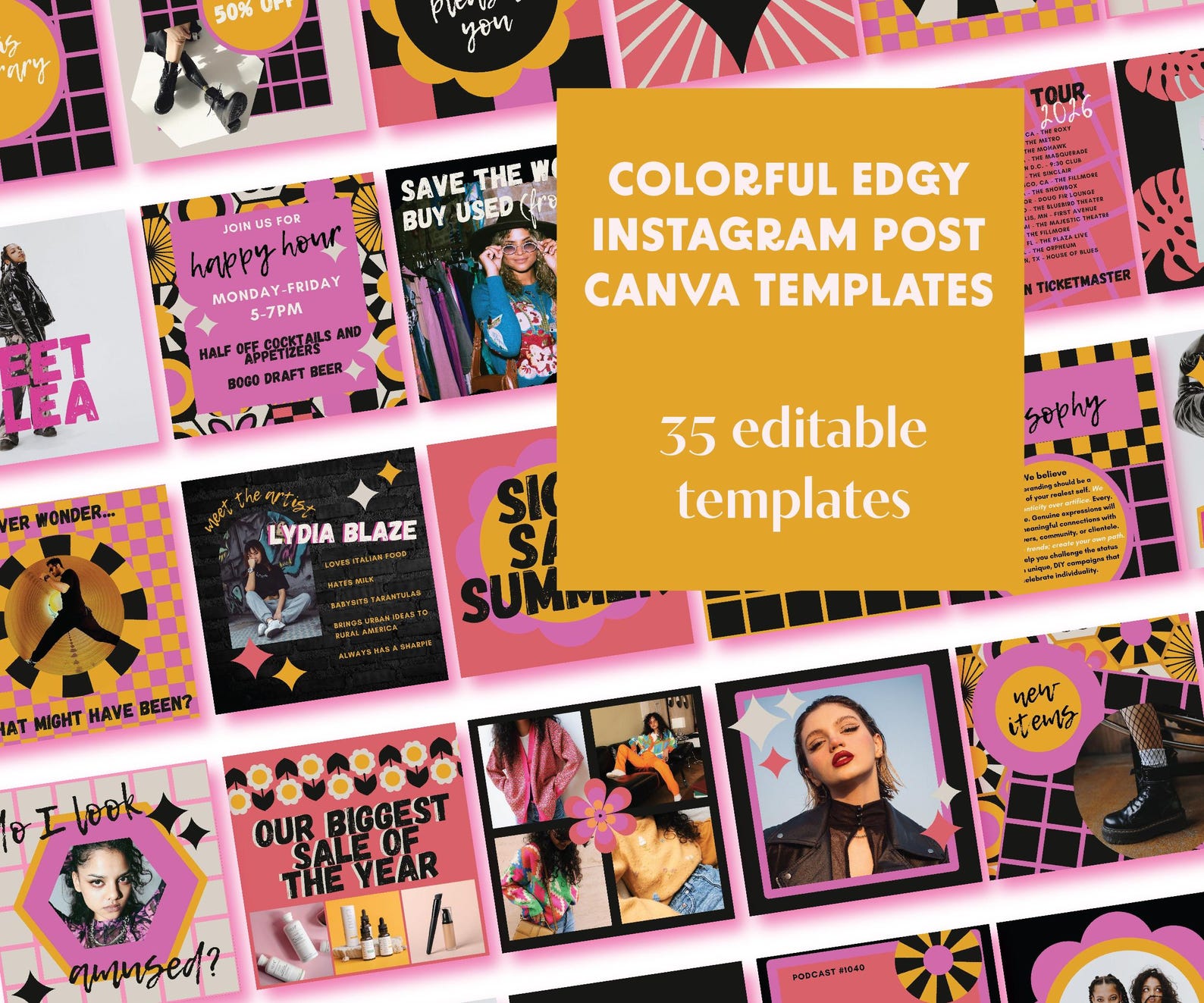 Colorful Edgy Instagram Post 35 Canva Templates Punk Grunge Emo - Etsy
