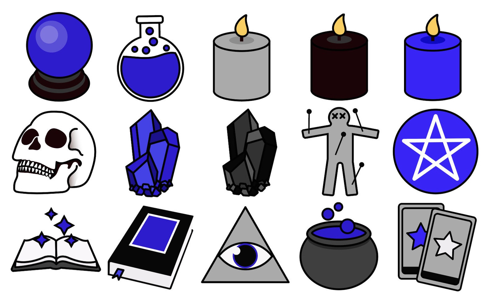 BLACK MAGIC CLIPART Witch and Spells Icons Printable | Etsy