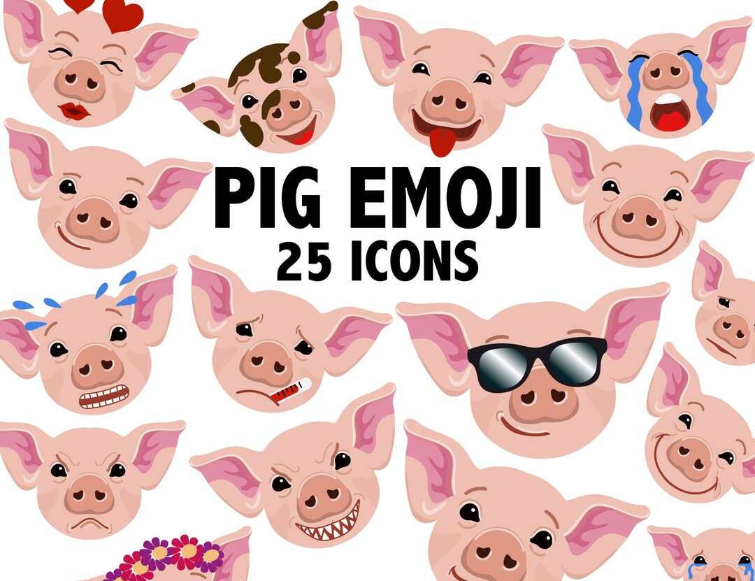 PIG CLIPART Pig Emoji Expressions ANIMAL Clip Art Illustrations Piggie ...