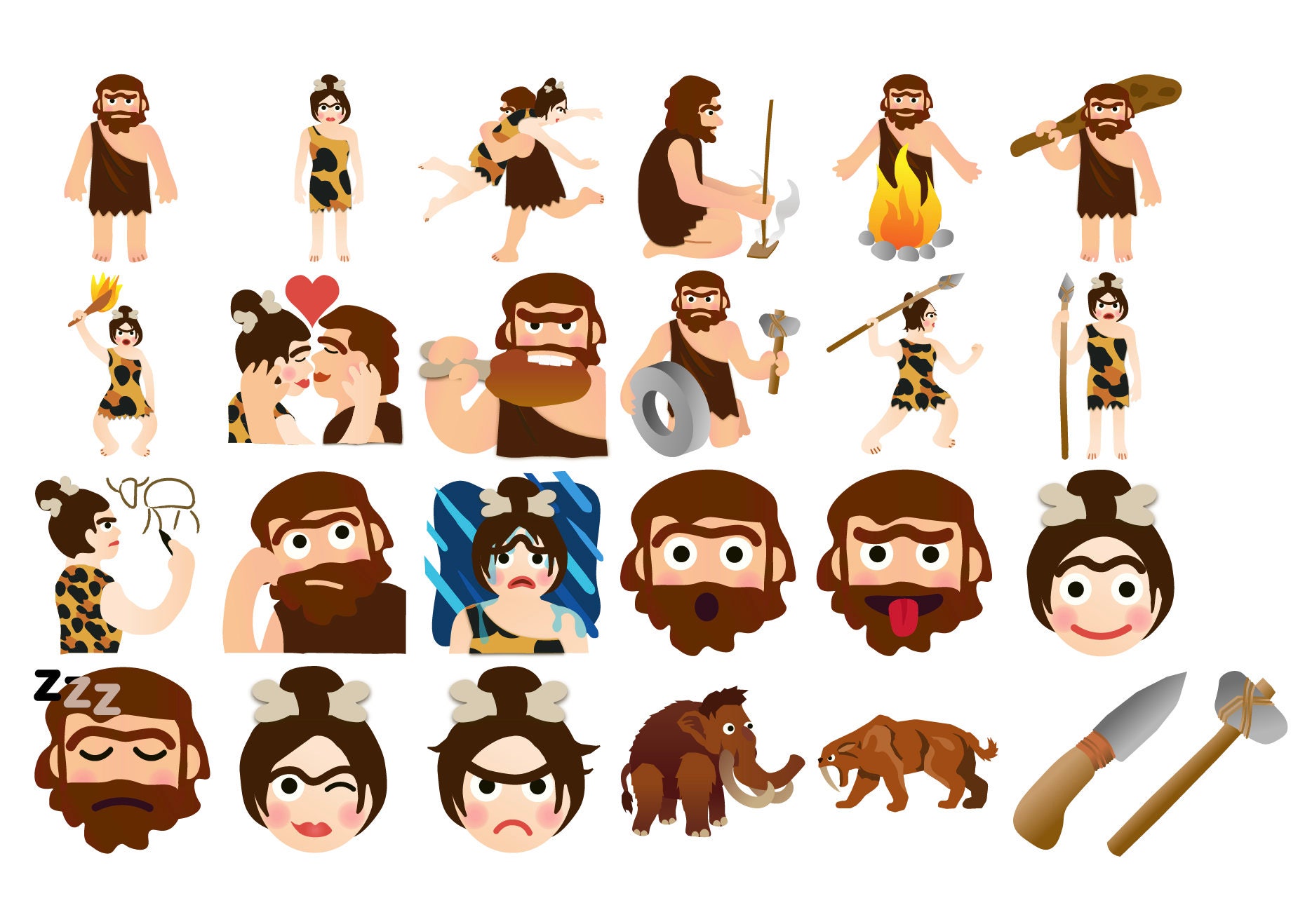 CAVEMAN CLIPART neanderthal stone age clipart printable | Etsy