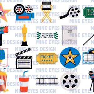 FILM and TV CLIPART Hollywood Industry Illustration Bundle Filming ...