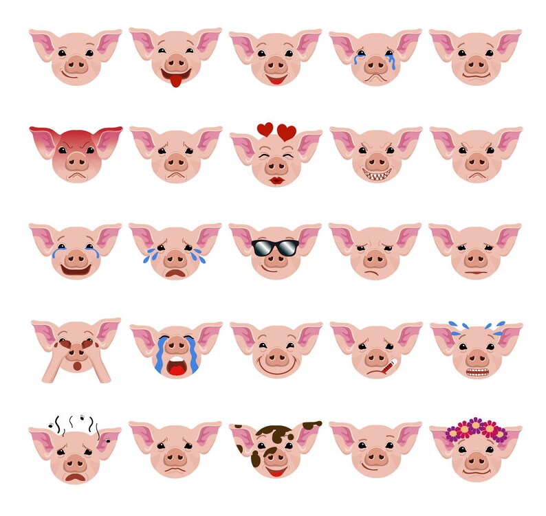 PIG CLIPART Pig Emoji Expressions ANIMAL Clip Art - Etsy