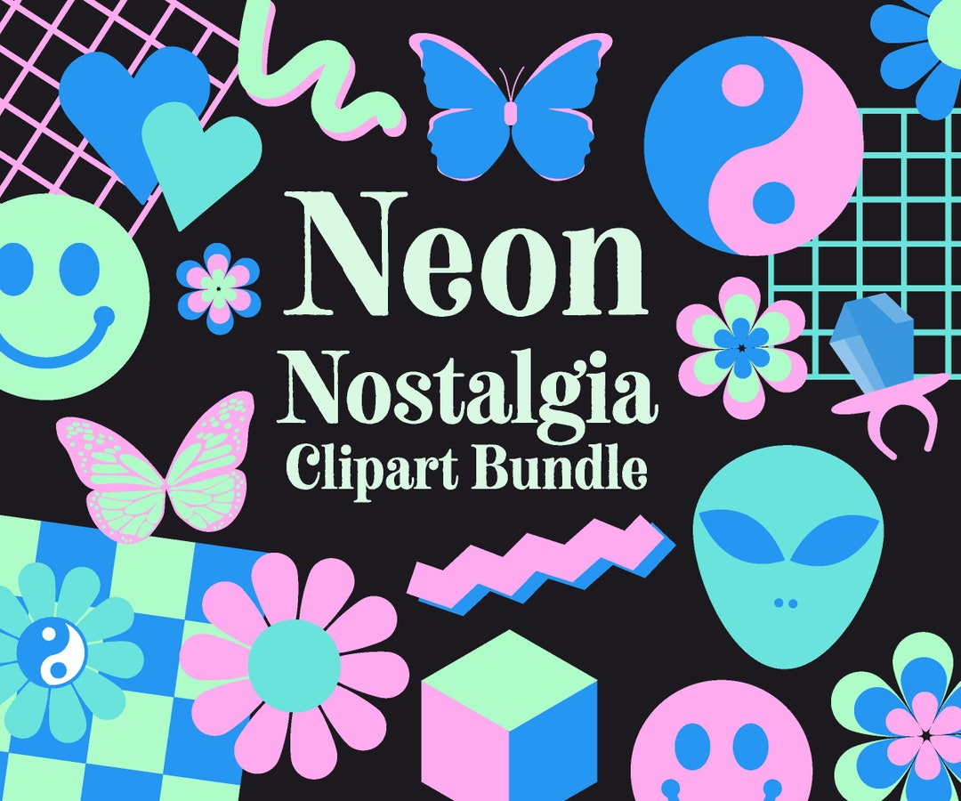 Neon Nostalgia 90's Design Elements and Clipart Retro 90s Clip Art ...