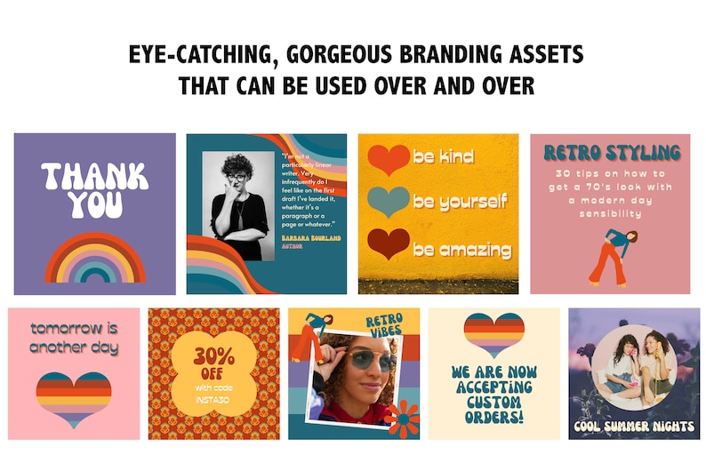 70's Retro Instagram Post Templates 30 Canva Templates - Etsy