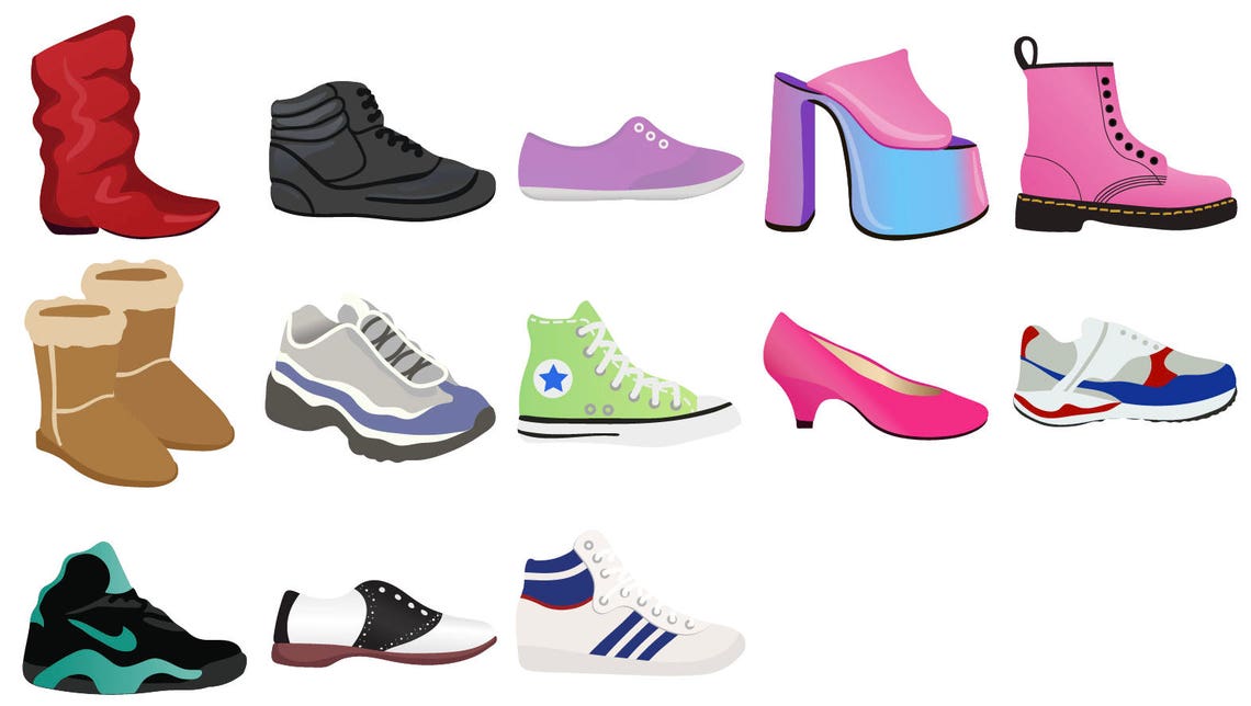 OLD SCHOOL SHOES Clipart Retro shoe icons 80's 90's | Etsy