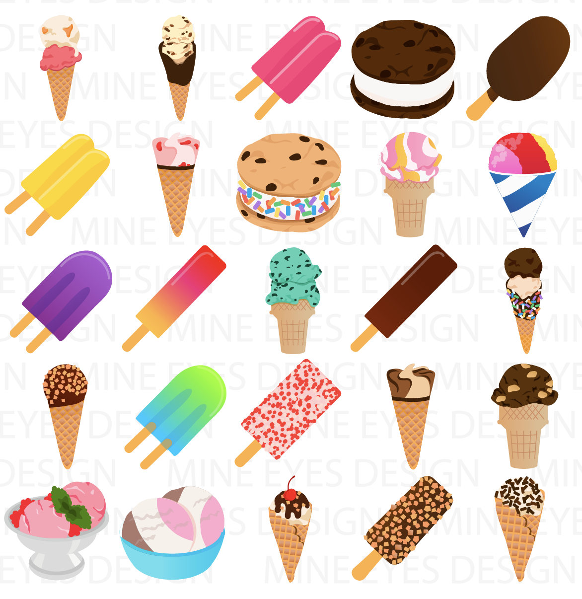 ICE CREAM CLIPART Popsicle and Frozen Dessert Summer Clipart | Etsy