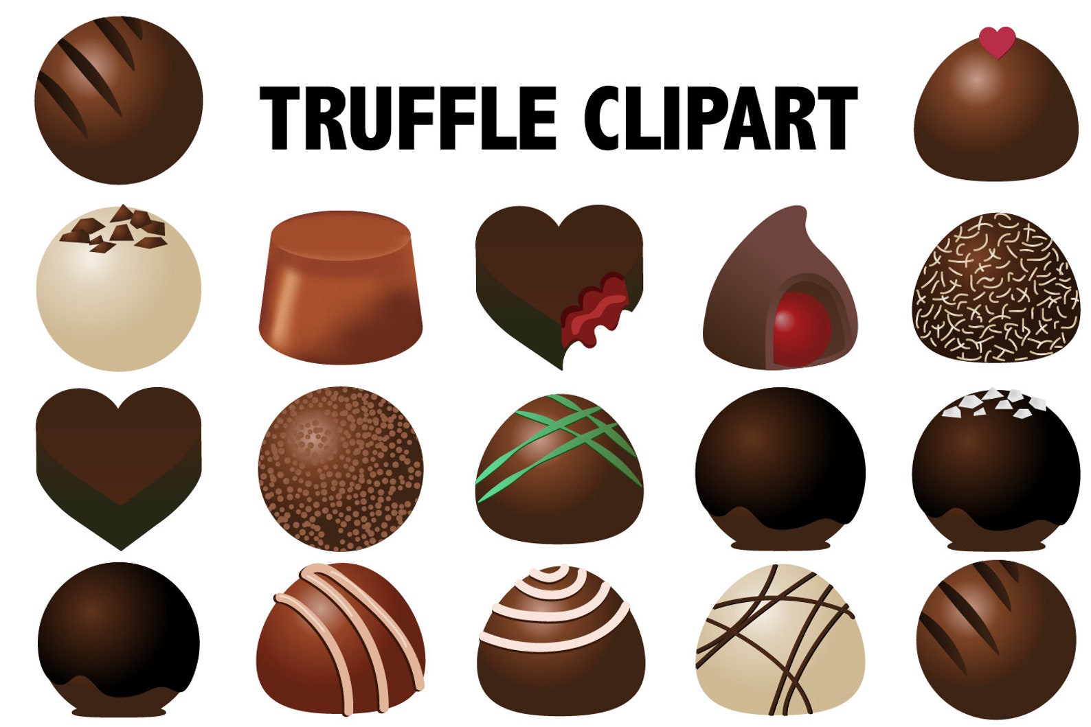 TRUFFLES CLIPART Chocolate Candy Sweets Icons Instant - Etsy