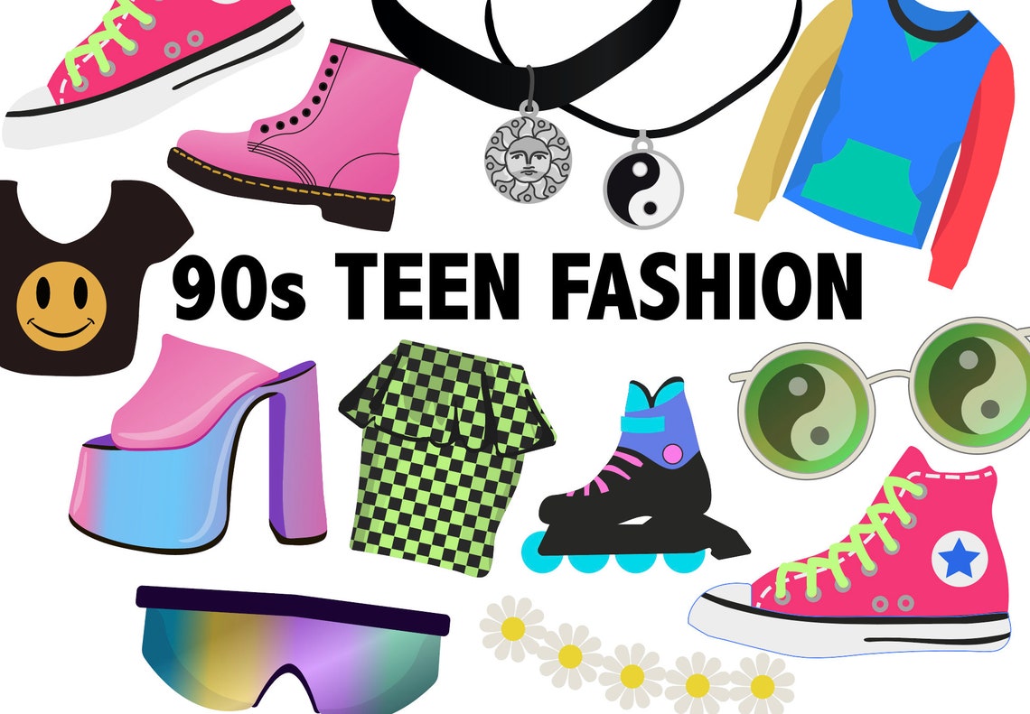 90'S TEEN FASHION CLIPART Retro 90's icons | Etsy