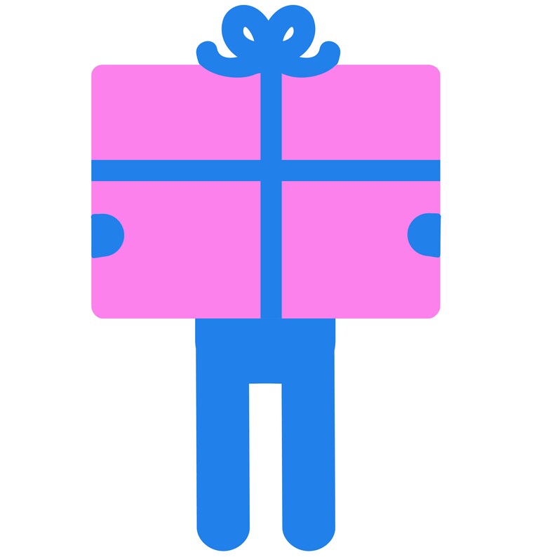 PRESENT CLIPART Blue and Pink Gift Giving Icons Retro Neon - Etsy