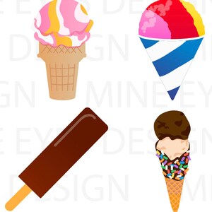 ICE CREAM CLIPART Popsicle and Frozen Dessert Summer Clipart Sweets Ice ...