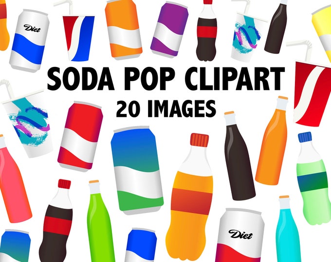 Soda Pop Clipart, Colorful Drink Graphics (PNG, JPEG) - Etsy Canada
