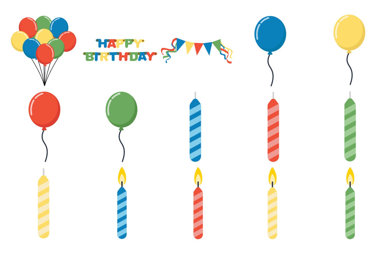 BIRTHDAY CLIPART Printable Party Decor Colorful Balloons | Etsy