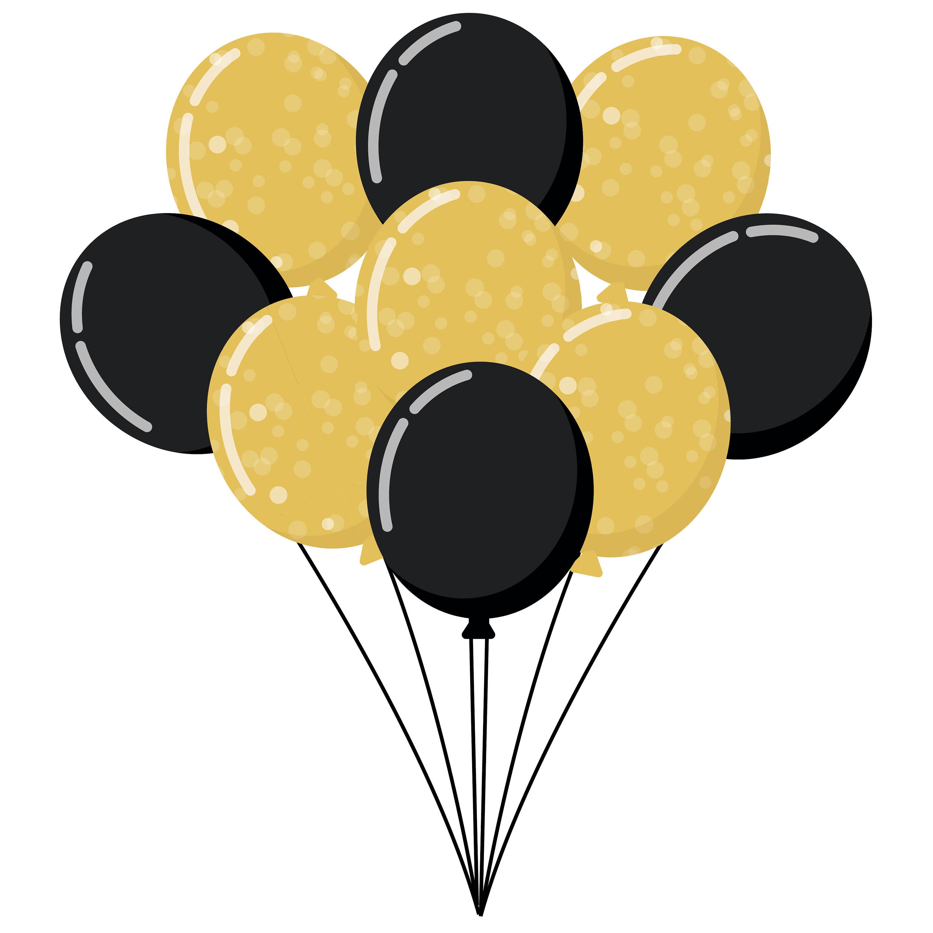 PARTY BALLOON CLIPART Glittery Gold Party Icons - Etsy Israel