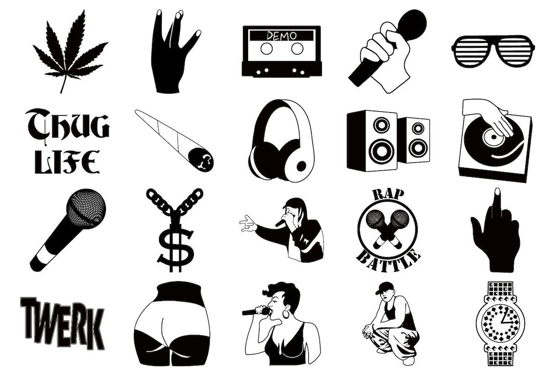 HIP HOP COLLECTION Rap and Rapper Svg Clipart Icons - Etsy