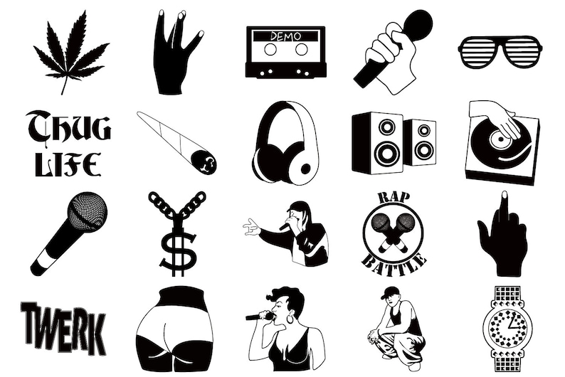 HIP HOP COLLECTION Rap and Rapper Svg Clipart Icons - Etsy