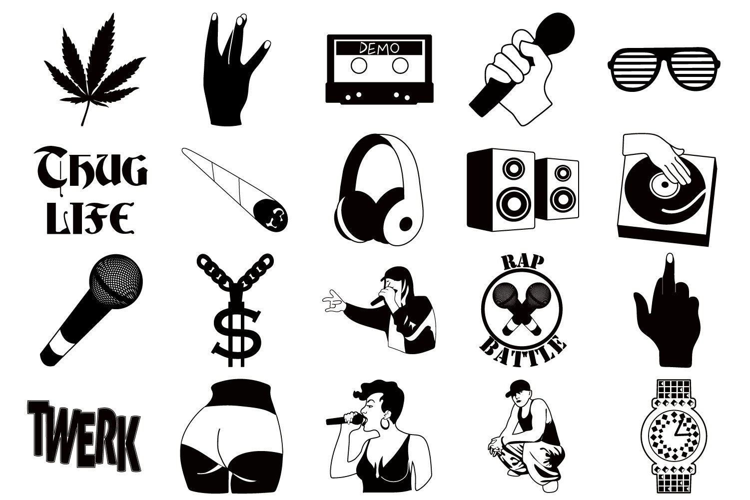 HIP HOP COLLECTION Rap and Rapper Svg Clipart Icons Music Education Rap ...