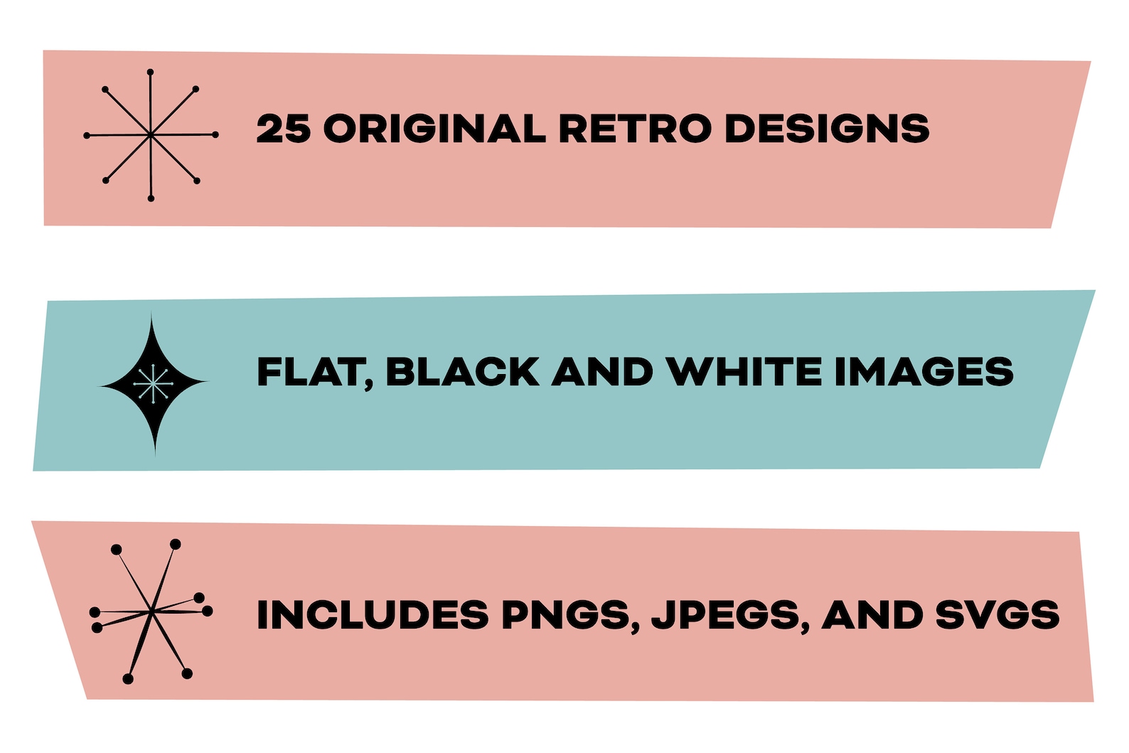 50s ATOMIC SHAPES Retro Googie Sign Shape 1950s Clipart Mid - Etsy