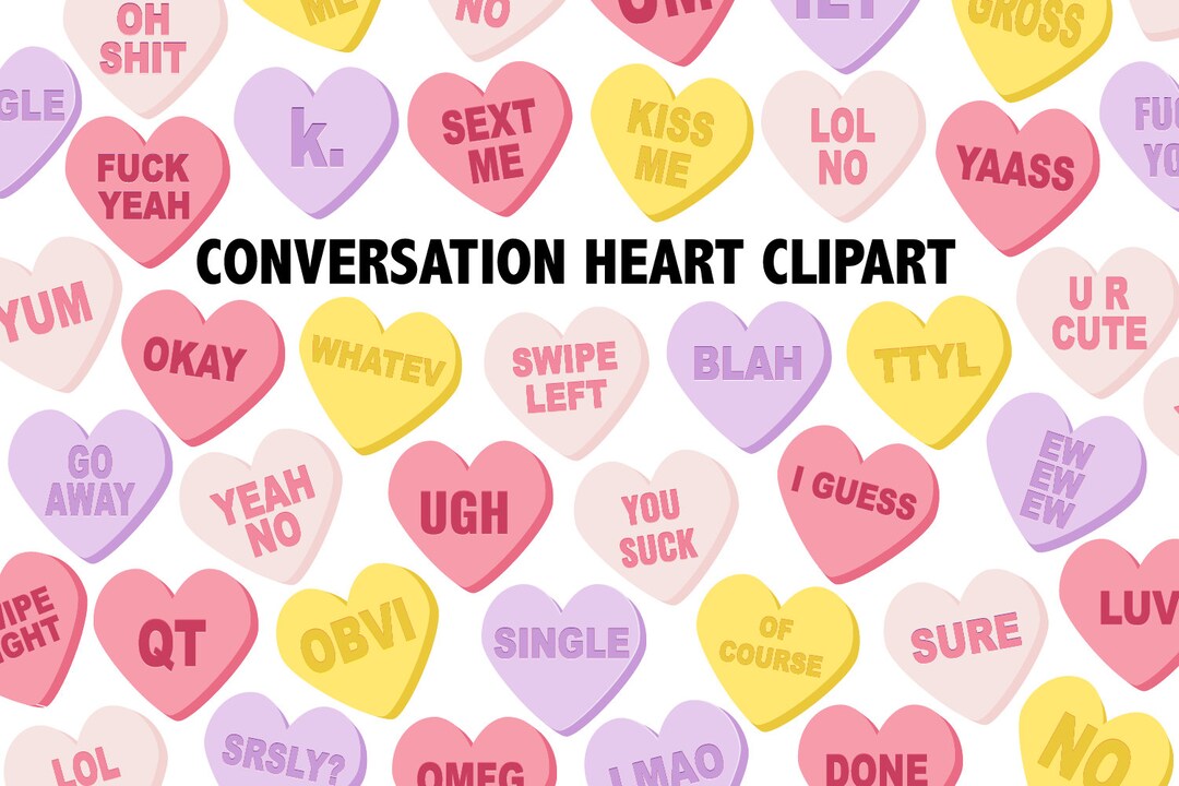 CONVERSATION HEARTS CLIPART Valentines Day Candy Heart Icons Printable ...