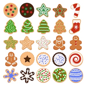 CHRISTMAS COOKIE CLIPART Xmas Holiday Icons Printable Holiday Cookies ...