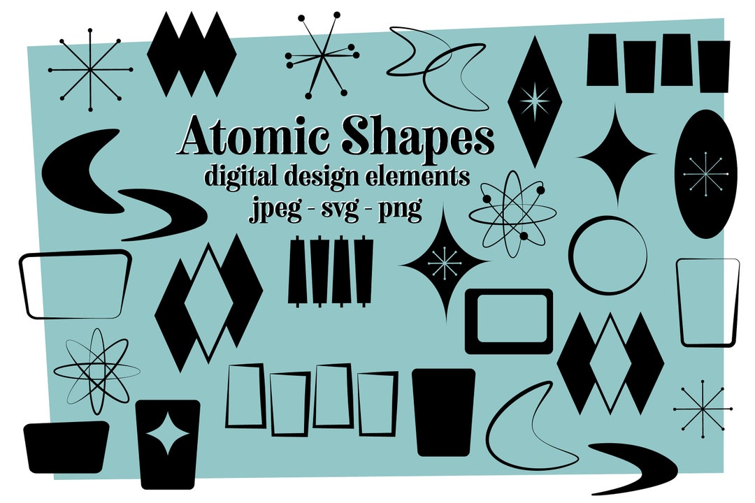 50s ATOMIC SHAPES Retro Googie Sign Shape 1950s Clipart Mid Century ...