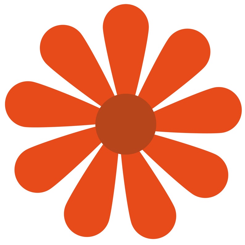 70s Retro Clipart Bundle: Flower Power Digital Design Elements (PNG ...