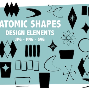 50s ATOMIC SHAPES Retro Googie Sign Shape 1950s Clipart Mid Century ...