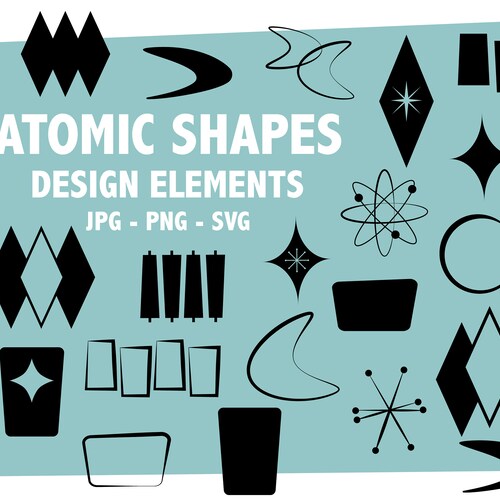 50s ATOMIC SHAPES Retro Googie Sign Shape 1950s Clipart Mid - Etsy