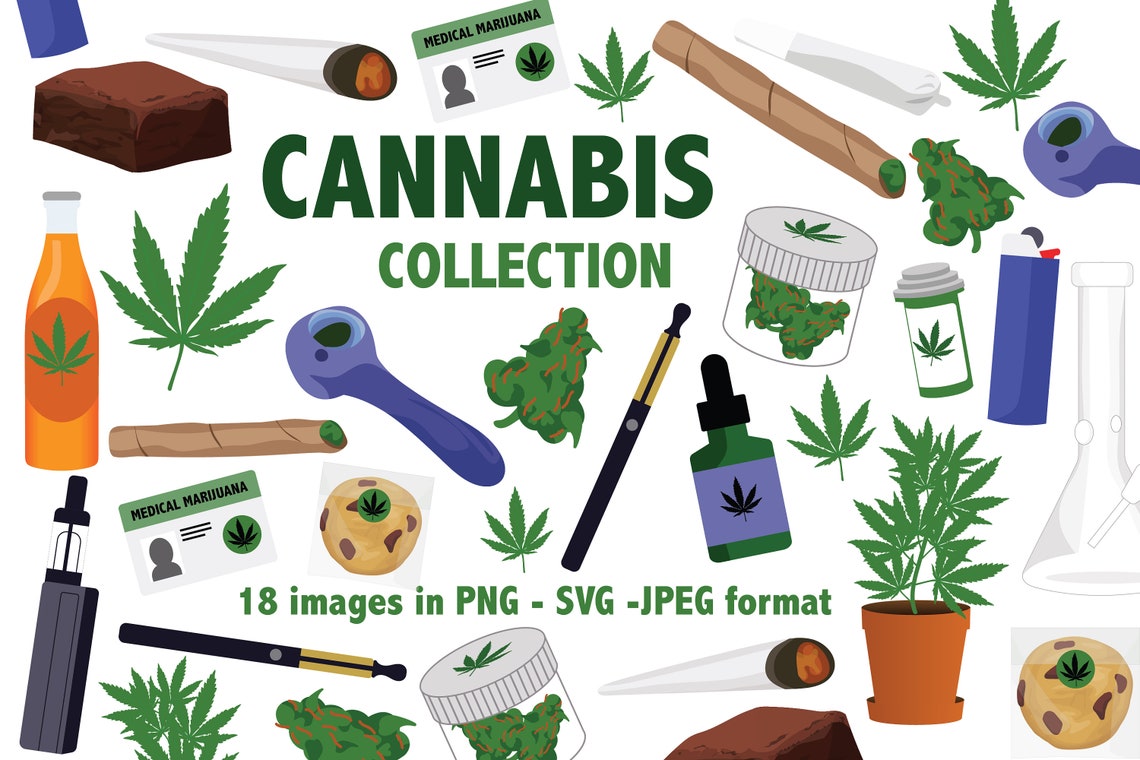 CANNABIS CLIPART Weed Clip Art Illustrations 18 Marijuana Weed - Etsy