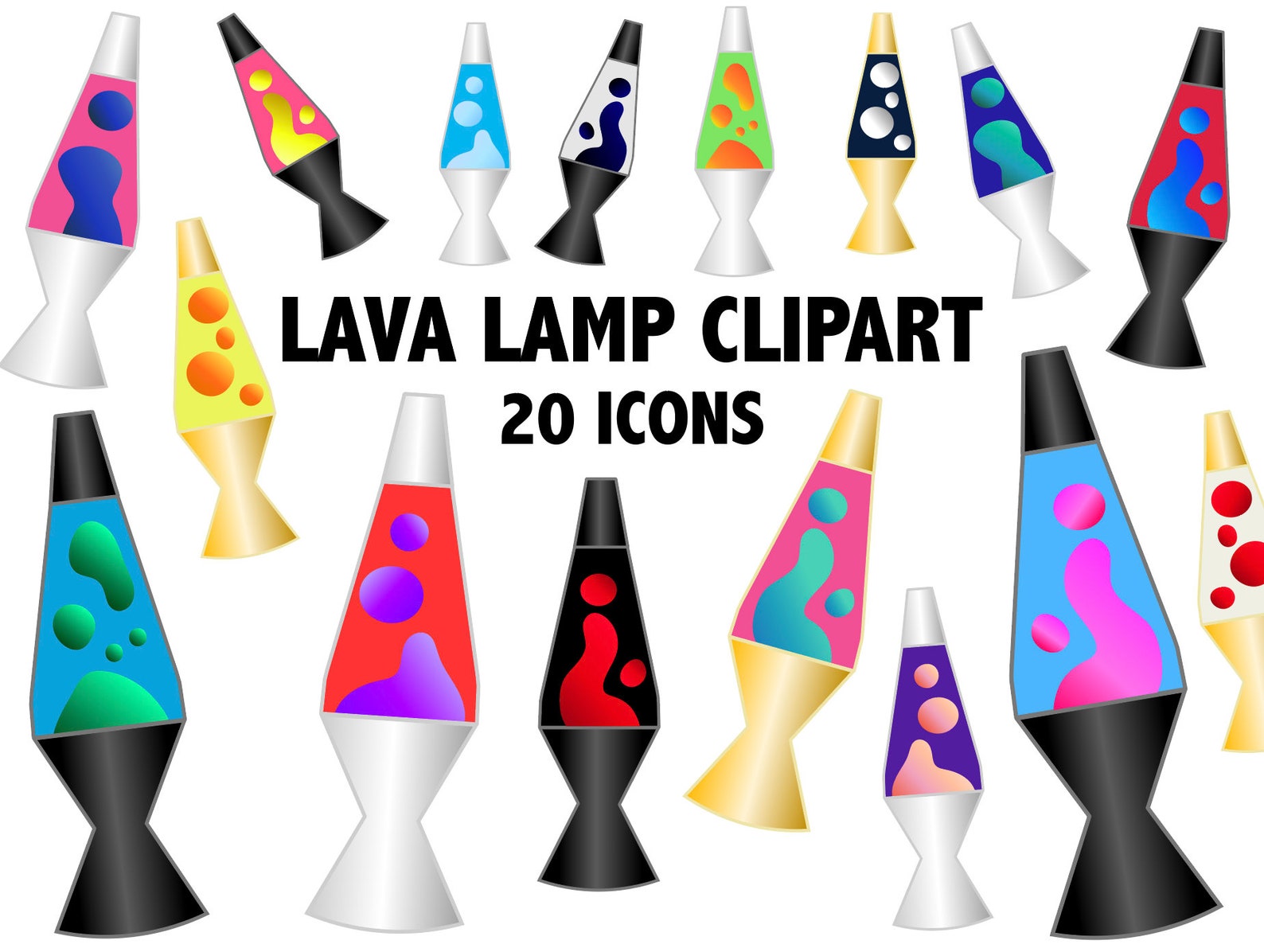 LAVA LAMP CLIPART Hippie Retro 90s Clipart Icons - Etsy