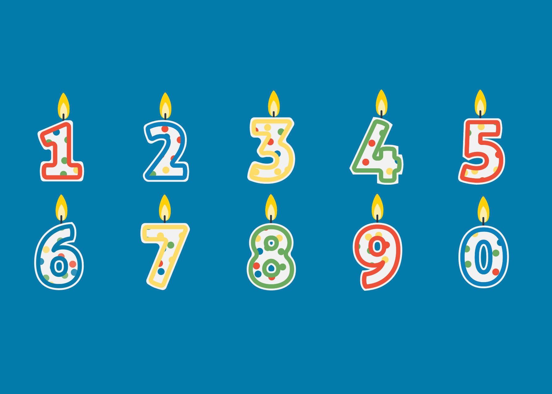 BIRTHDAY CANDLE CLIPART Number Candle Images Kids Birthday | Etsy