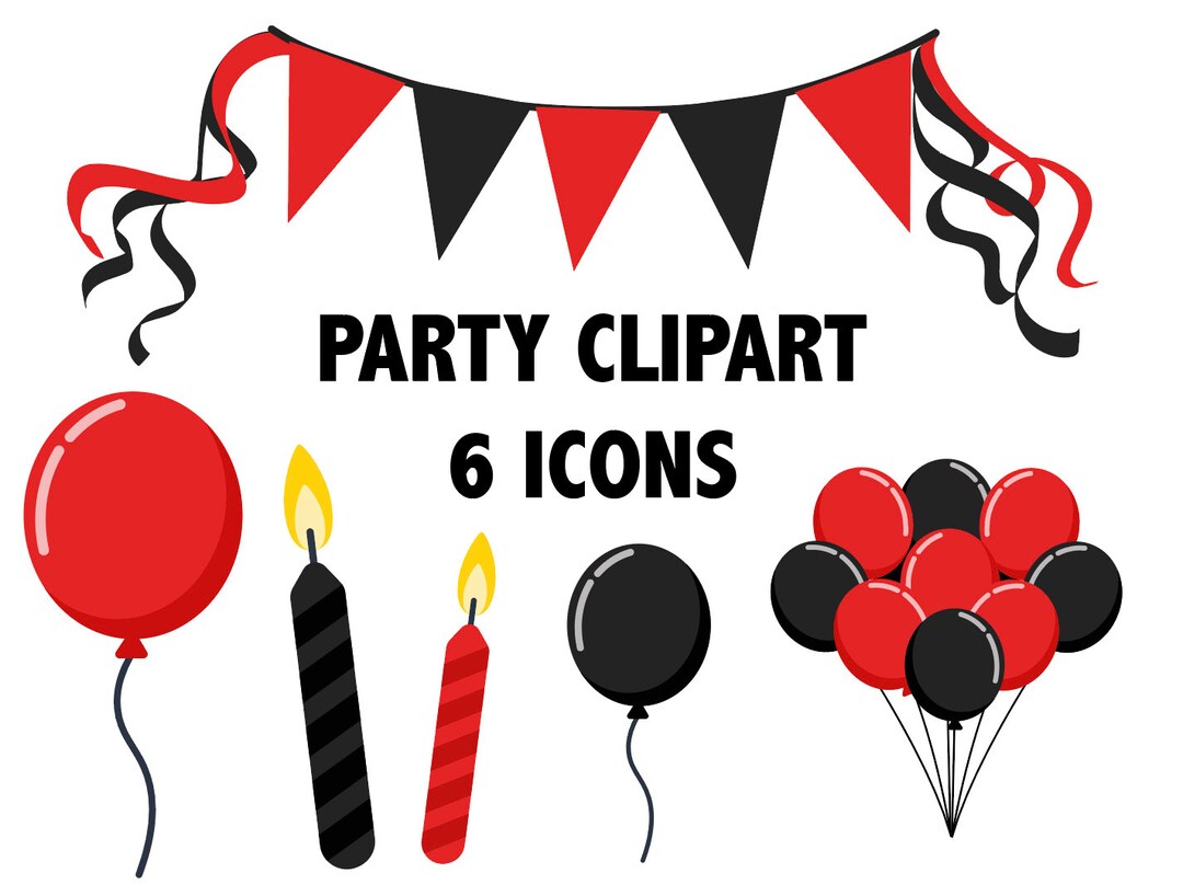 Red & Black Party Clipart - BIRTHDAY CLIPART - Halloween Goth Balloons ...
