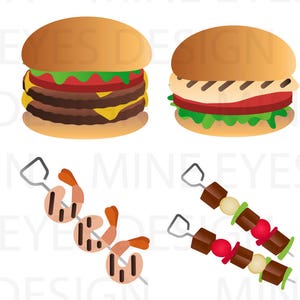 BBQ CLIPART Summer Barbeque Icons Carnivore Clipart Brisket Burgers Hot ...