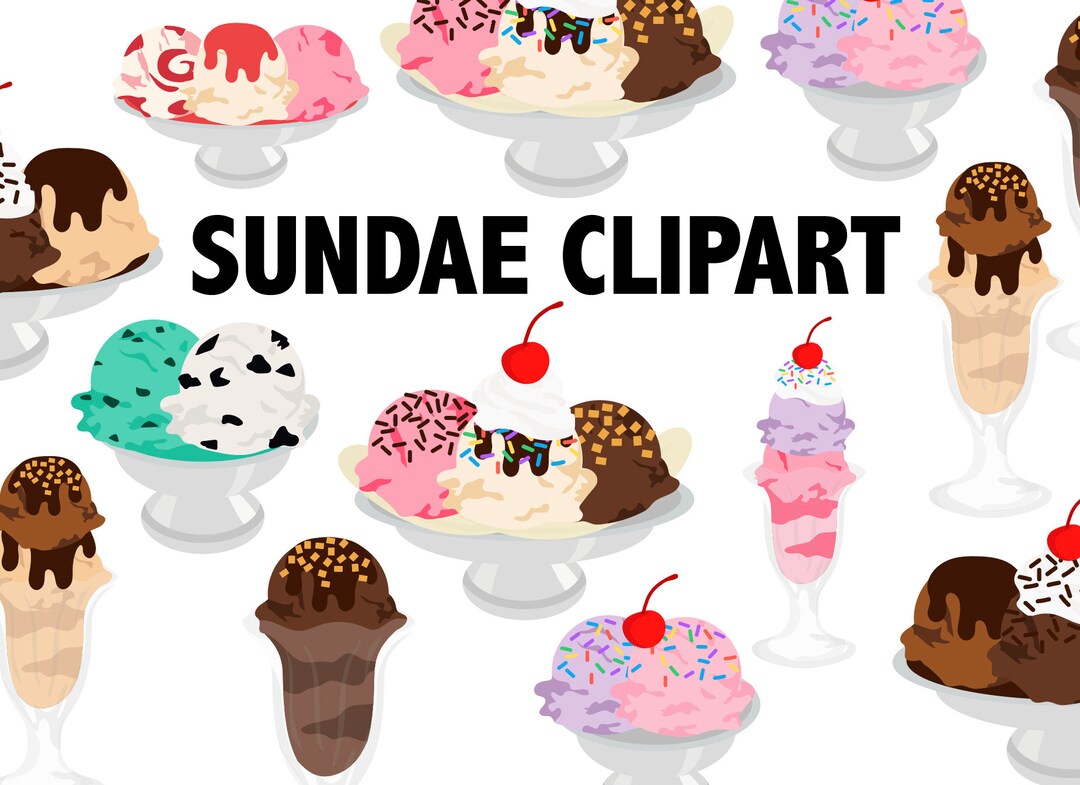 Ice Cream Sundae Clipart: Dessert PNG, SVG, JPEG (digital Download) - Etsy