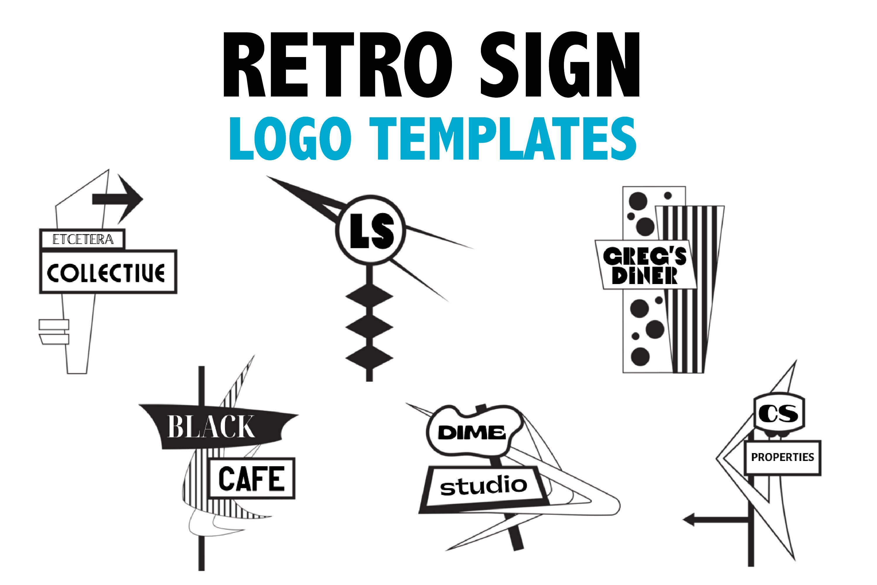 Retro Sign Logo Templates Digital Customizable Canva Templates - Etsy