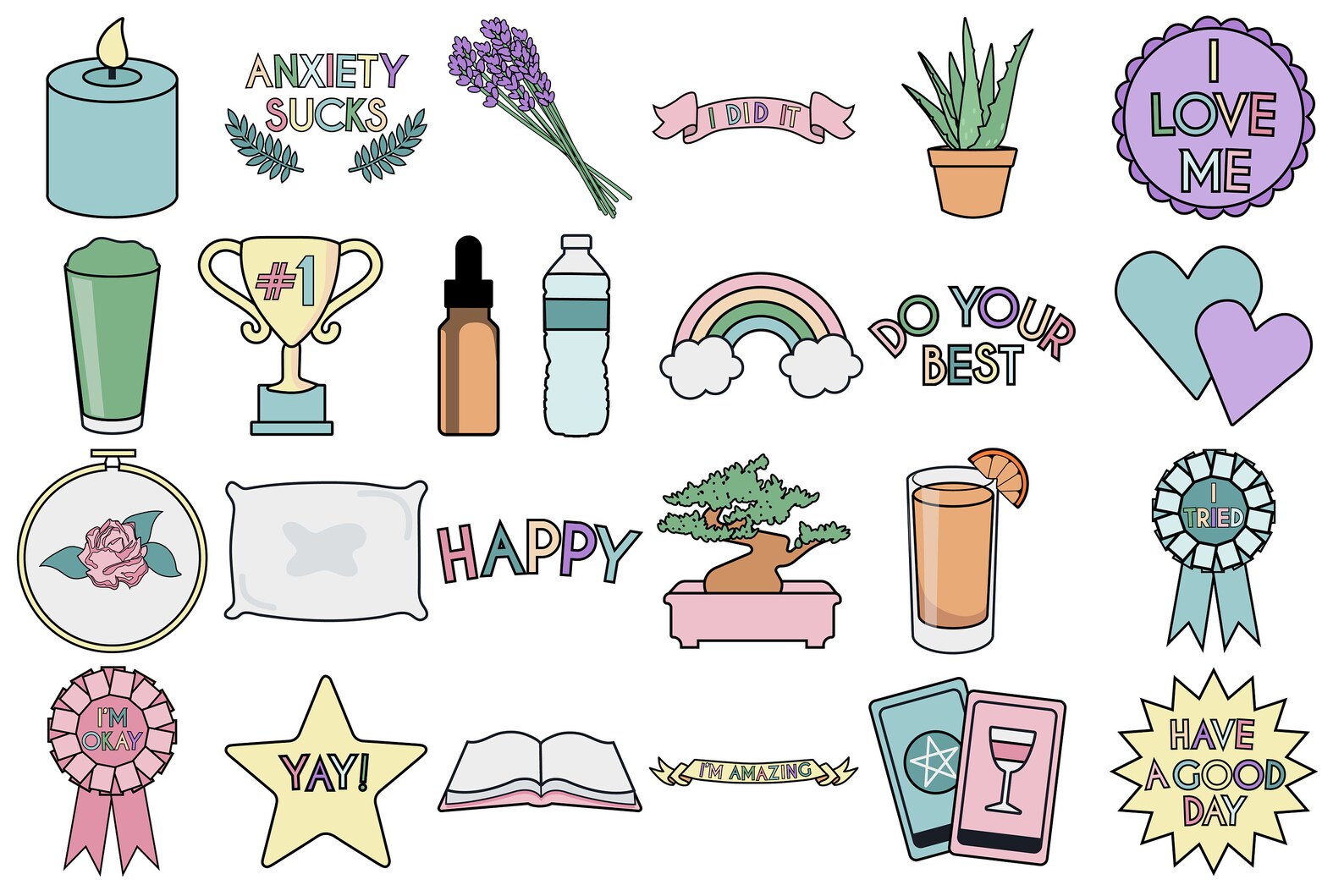 Self Care Clipart Set: Therapy & Wellness Graphics (PNG, JPEG, SVG) - Etsy