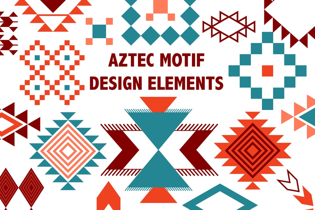 AZTEC MOTIF Design Elements Colorful Geometric Shapes and Patterns ...