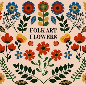 Folk Art Flowers Clipart Image Collection Flowers Folk Floral Leaves ...