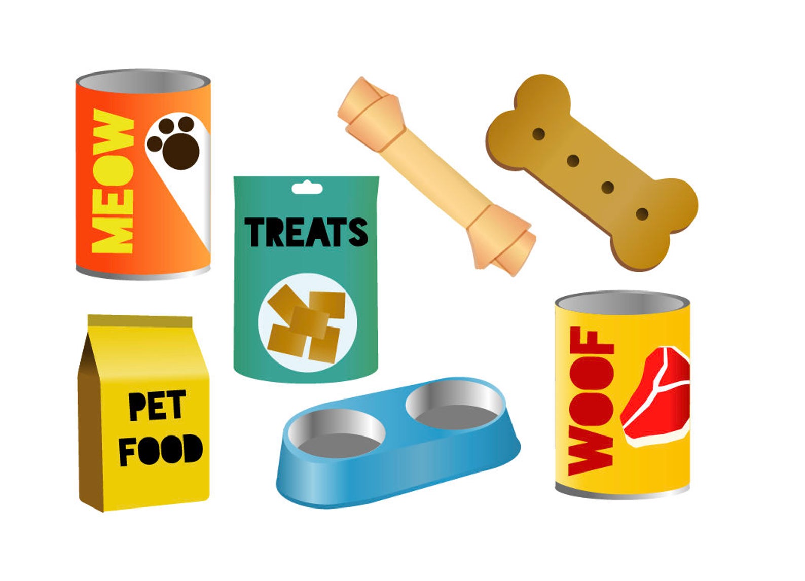 PET FOOD CLIPART Cat and Dog Feed Icons Printable Pet Food | Etsy