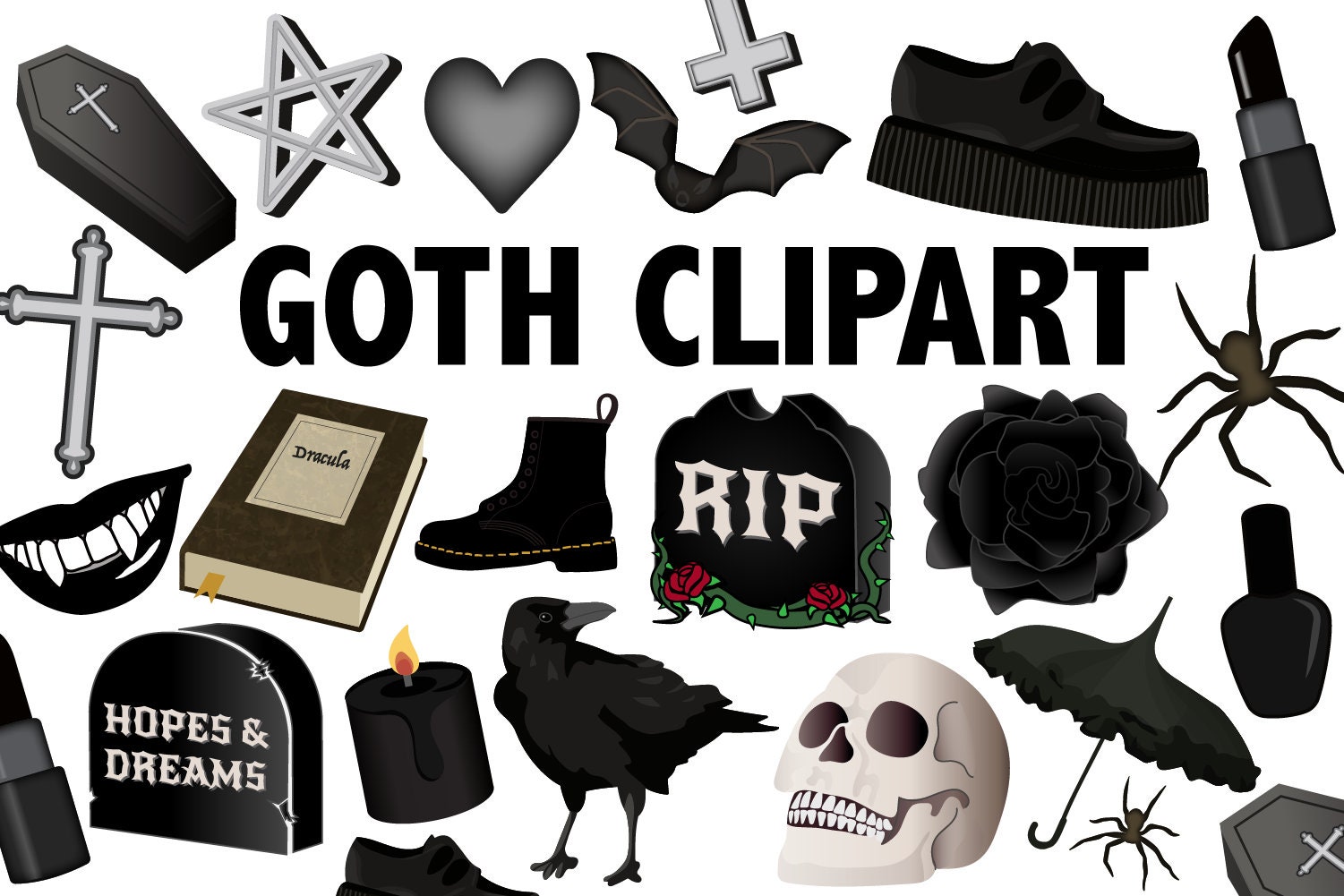 GOTH CLIPART Halloween Printable Icons Gothic Party Icons - Etsy Canada