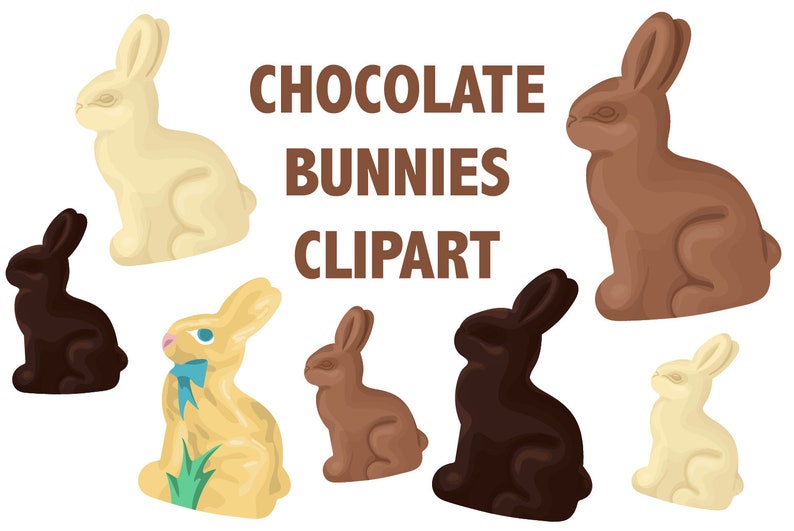 CHOCOLATE BUNNY CLIPART Easter Clip Art Printable Easter - Etsy