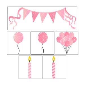 Glitter Pink BIRTHDAY CLIPART Printable Sparkly Pink Balloons for ...