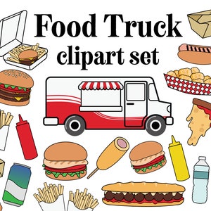 Food Truck Clipart Set Fast Food Burger Hot Dog Corn Dog to Go Food ...