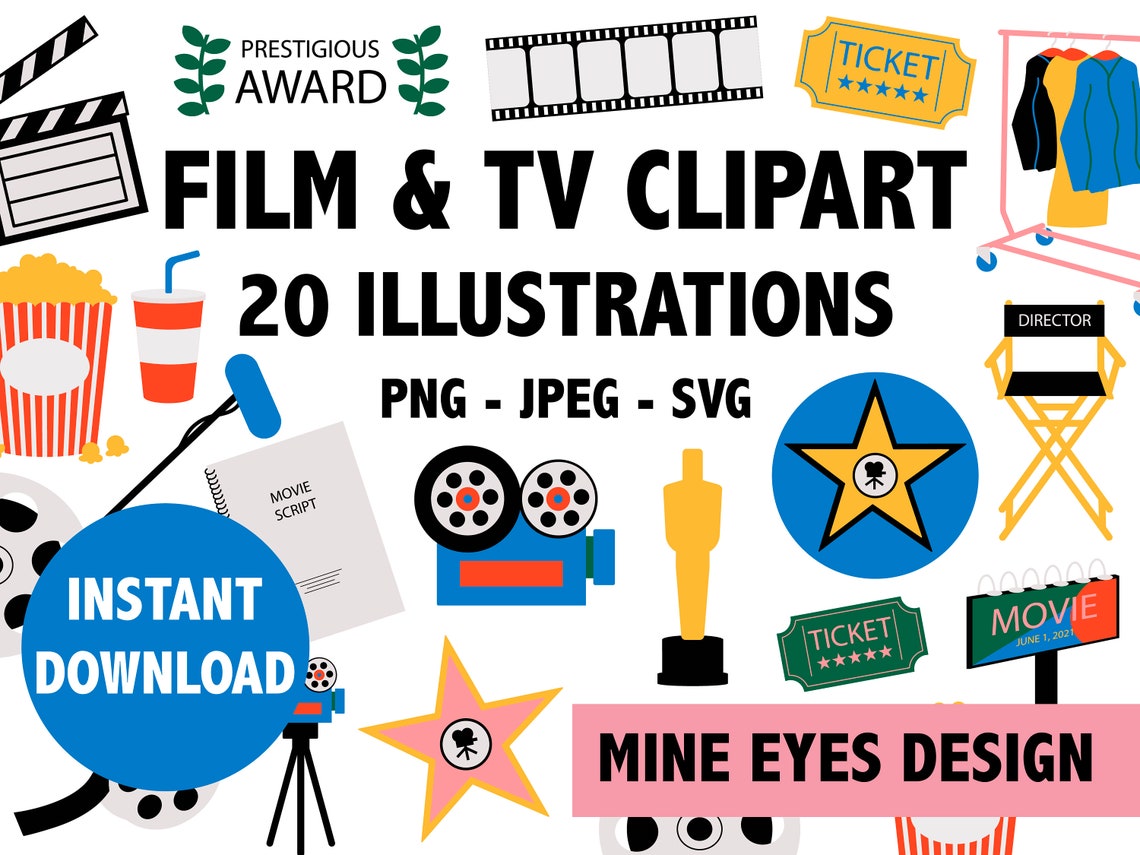 FILM and TV CLIPART Hollywood Industry Illustration Bundle - Etsy