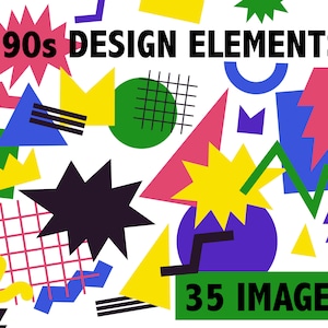 90s Nostalgia Design Elements Retro 90s Graphic Design Clipart Icons ...