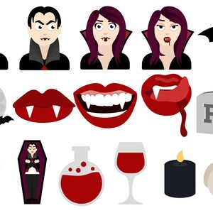 VAMPIRE CLIPART Dracula Halloween Printable Clip Art Gothic Party Icons ...