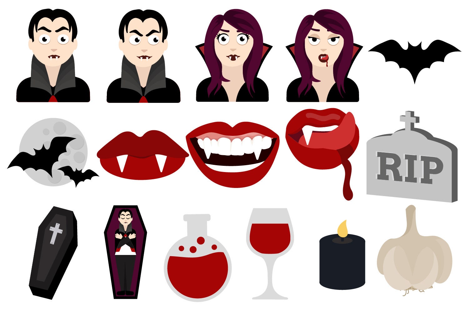 VAMPIRE CLIPART Dracula Halloween Printable Clip Art Gothic - Etsy Canada