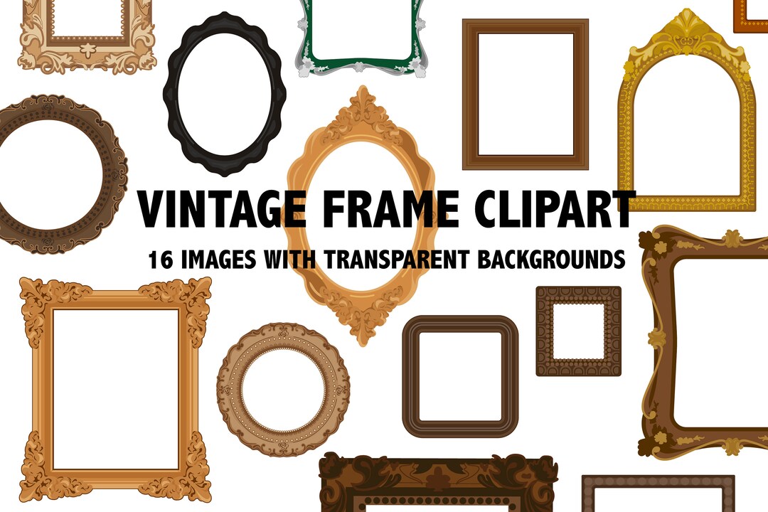 VINTAGE FRAMES Transparent Images Maximalist Clipart Ornate Frames for Gallery Wall Design ...