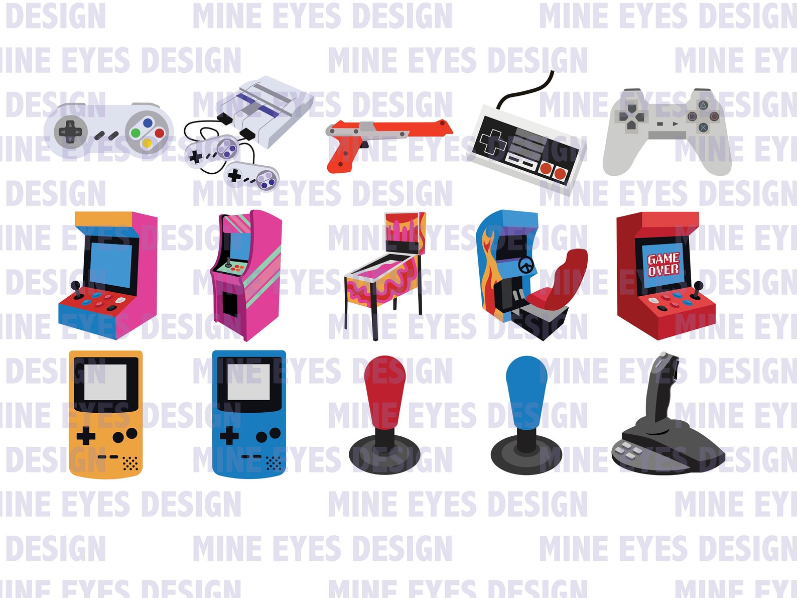 OLD SCHOOL GAMING Clipart Arcade Game Illustrations Clip Art - Etsy