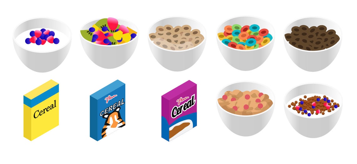 CEREAL CLIPART - Breakfast and Brunch Cold Cereal Icons - Etsy