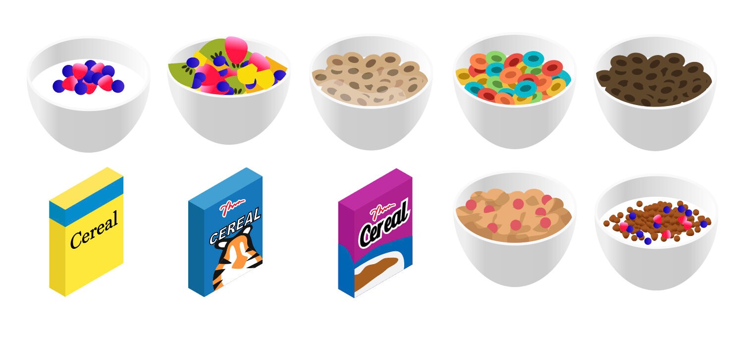 CEREAL CLIPART Breakfast and Brunch Cold Cereal Icons - Etsy